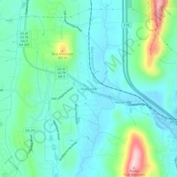 Rocky Face topographic map, elevation, terrain