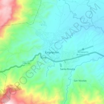 Esquipulas topographic map, elevation, terrain