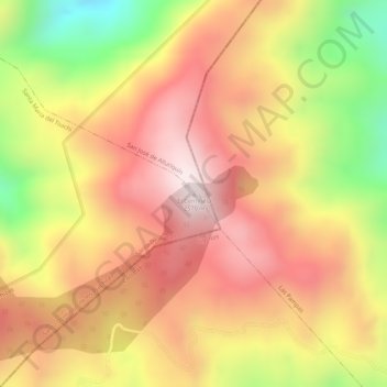 El Centinela topographic map, elevation, terrain