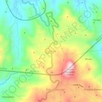 Lorega topographic map, elevation, terrain