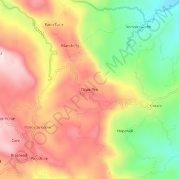 Dean Pen topographic map, elevation, terrain