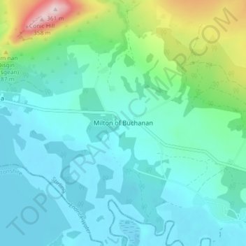 Milton of Buchanan topographic map, elevation, terrain