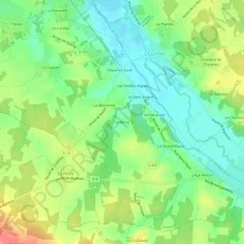 Le Berry topographic map, elevation, terrain