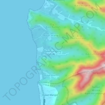 Dusun Lendang Luar topographic map, elevation, terrain