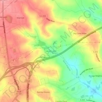 Laurel Lakes topographic map, elevation, terrain