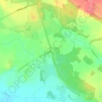 Norbury Junction topographic map, elevation, terrain