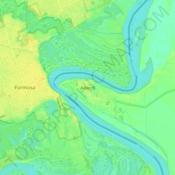 Alberdi topographic map, elevation, terrain