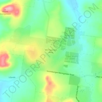 Meringandan West topographic map, elevation, terrain