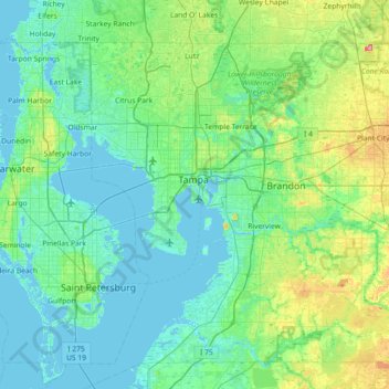 Davis Islands topographic map, elevation, terrain
