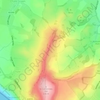 St Catherine's Down topographic map, elevation, terrain