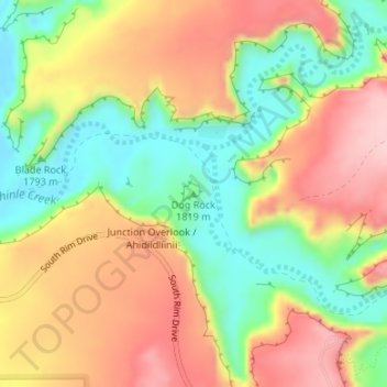 Dog Rock topographic map, elevation, terrain