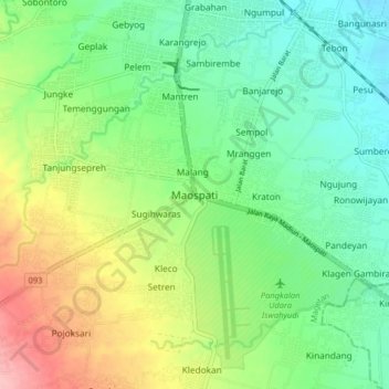 Maospati topographic map, elevation, terrain