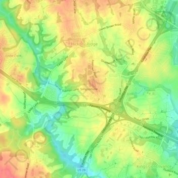 Simpsonville topographic map, elevation, terrain