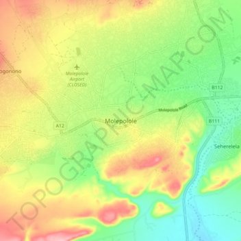 Molepolole topographic map, elevation, terrain