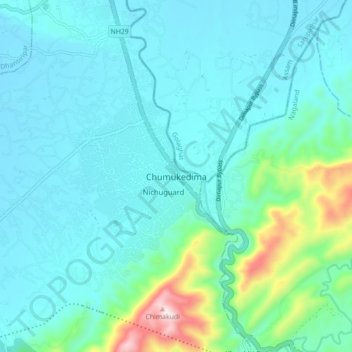 Chumukedima topographic map, elevation, terrain