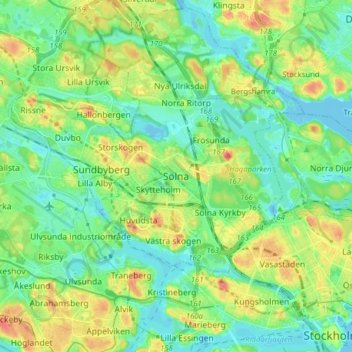 Solna topographic map, elevation, terrain