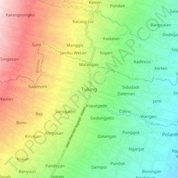 Tulung topographic map, elevation, terrain