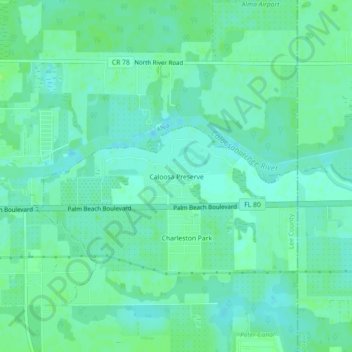 Caloosa Preserve topographic map, elevation, terrain