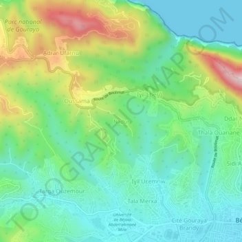 Naḍur topographic map, elevation, terrain