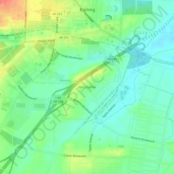 Fort Chaffee topographic map, elevation, terrain