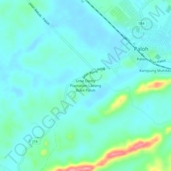 Sime Darby Plantation Ladang Bukit Paloh topographic map, elevation ...