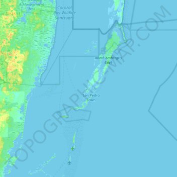 Ambergris Caye topographic map, elevation, terrain