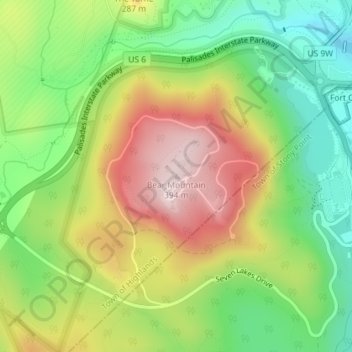 Bear Mountain topographic map, elevation, terrain