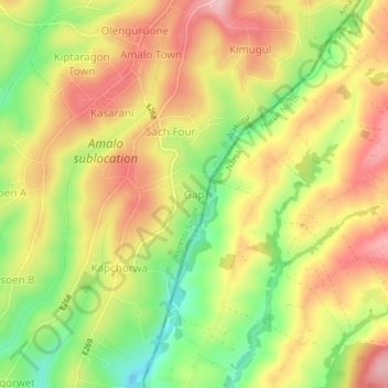 Gap topographic map, elevation, terrain