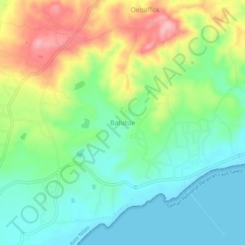 Batutua topographic map, elevation, terrain