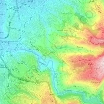 Mkalles topographic map, elevation, terrain