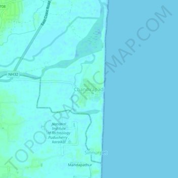 Chandirapadi topographic map, elevation, terrain