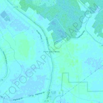 Point-Aux-Chenes topographic map, elevation, terrain