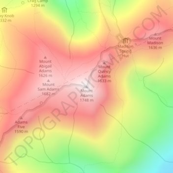 Mount Adams topographic map, elevation, terrain