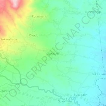 Sukajadi topographic map, elevation, terrain