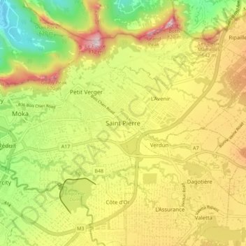 Saint Pierre topographic map, elevation, terrain