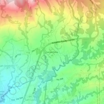 Santa Elena topographic map, elevation, terrain