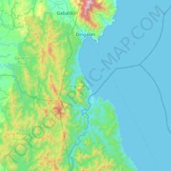 Dingalan topographic map, elevation, terrain
