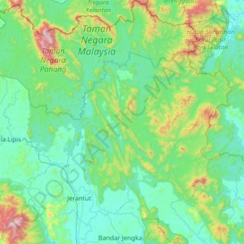 Jerantut topographic map, elevation, terrain