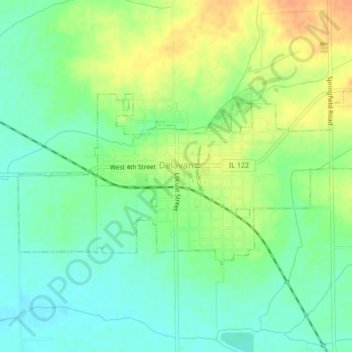 Delavan topographic map, elevation, terrain