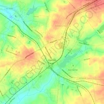 Hamlet topographic map, elevation, terrain