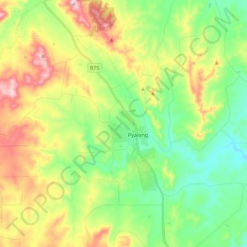 Pyalong topographic map, elevation, terrain