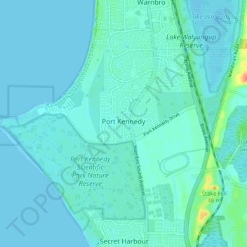 Port Kennedy topographic map, elevation, terrain