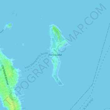 Hart Island topographic map, elevation, terrain