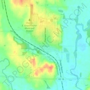 Onaga topographic map, elevation, terrain