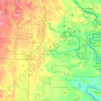 Town of Pembine topographic map, elevation, terrain