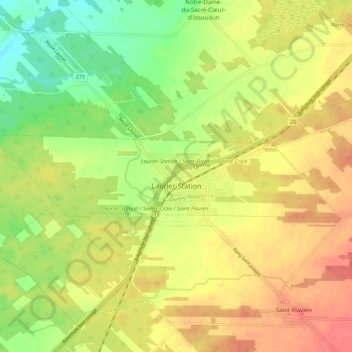 Laurier-Station topographic map, elevation, terrain
