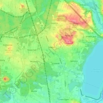 Imielin topographic map, elevation, terrain