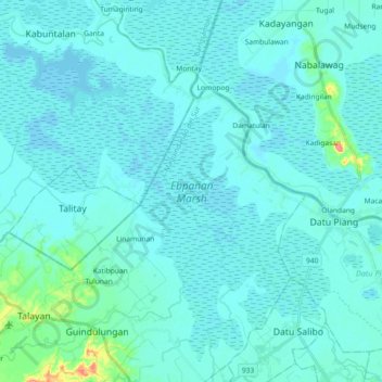 Ebpanan Marsh topographic map, elevation, terrain