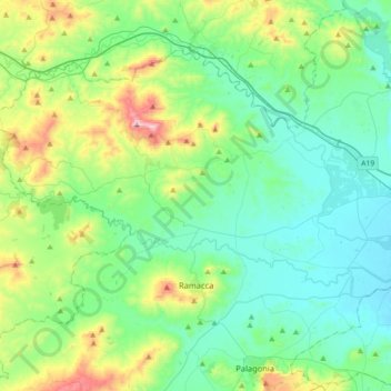 Ramacca topographic map, elevation, terrain