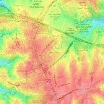 İstanbul topographic map, elevation, terrain